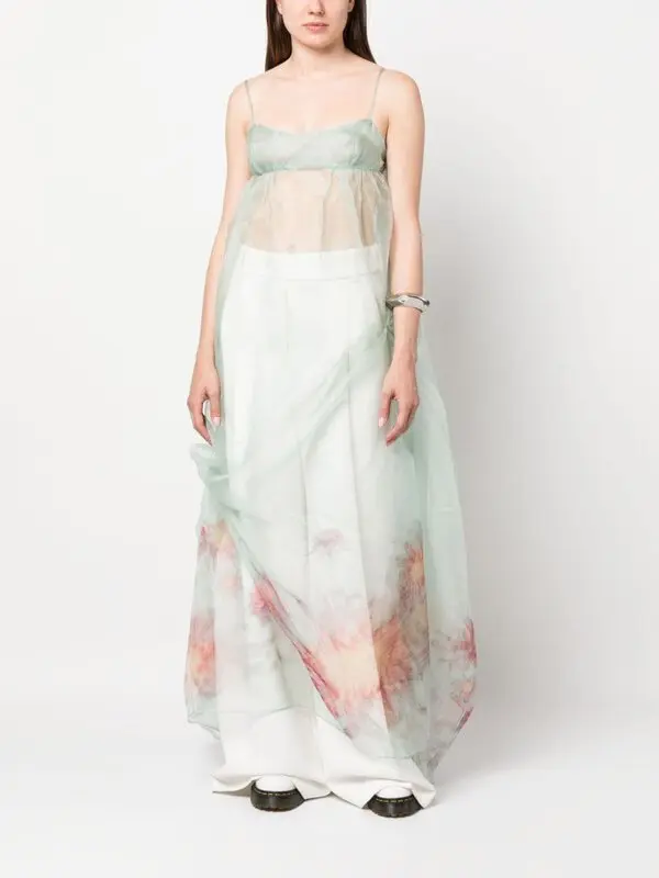 collina strada green dress Blue Hydrangea strapped maxi dress