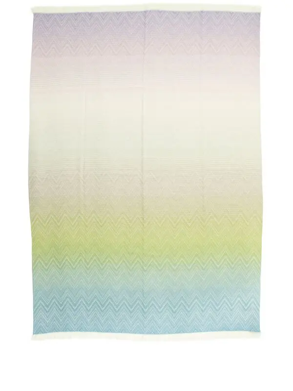 Missoni Zig Zag Frayed Wool Blanket - Blue