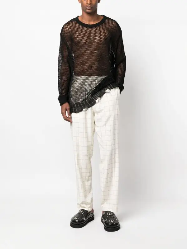 Undercover Windowpane-print Wide-leg Trousers