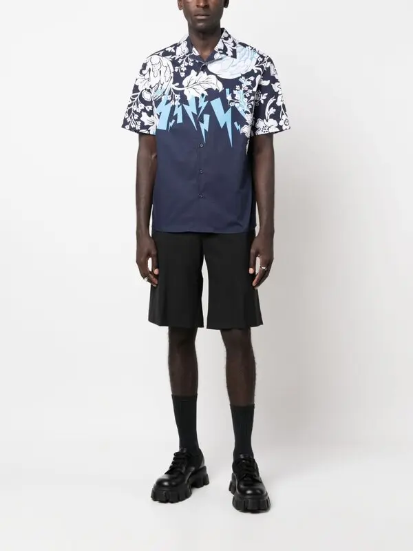Neil Barrett Mix-print Short-sleeve Shirt