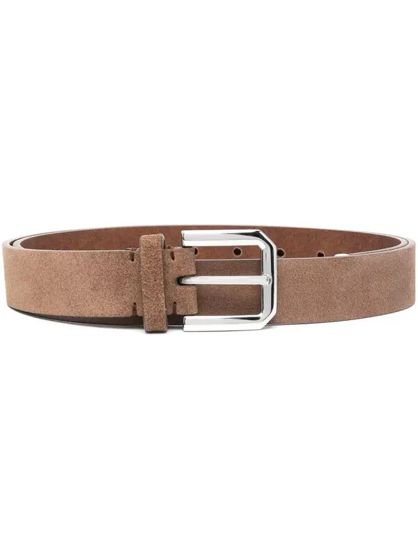 Brunello Cucinelli Calf-suede Buckle-fastening Belt - Brown