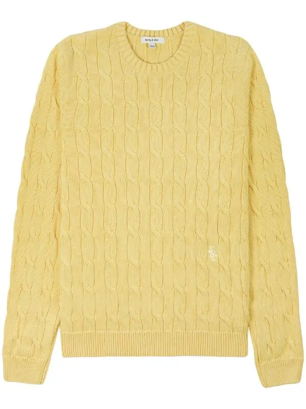 Sporty & Rich Logo-embroidered Cable-knit Jumper