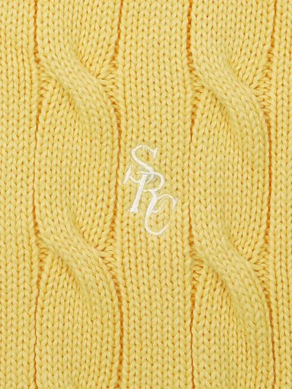 Sporty & Rich Logo-embroidered Cable-knit Jumper