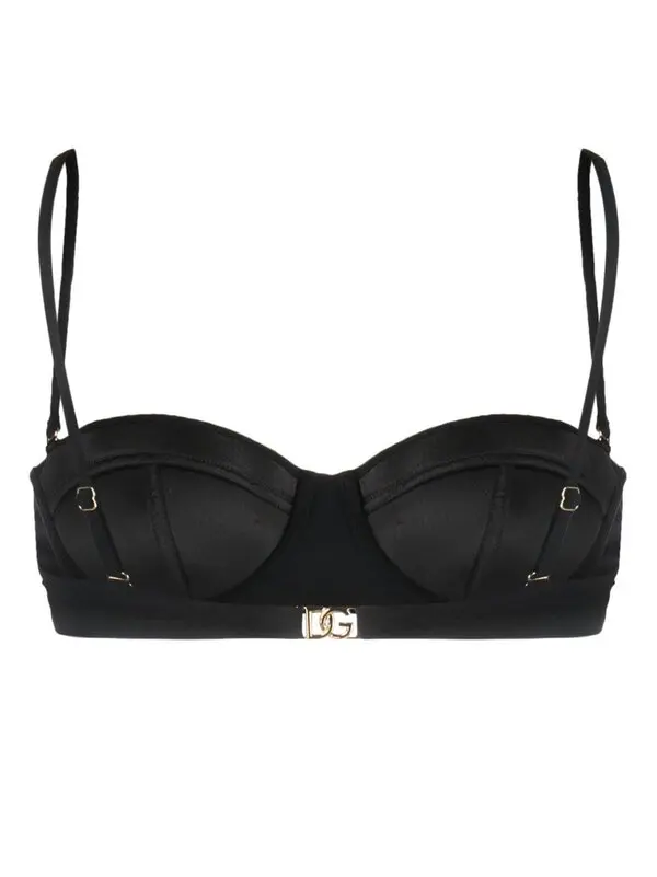 Dolce & Gabbana Logo-plaque Bikini Top - Black