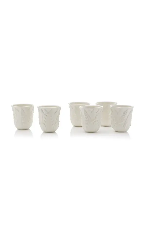 MODA DOMUS Set-of-six Lily Of The Valley Ceramic Tumblers - White