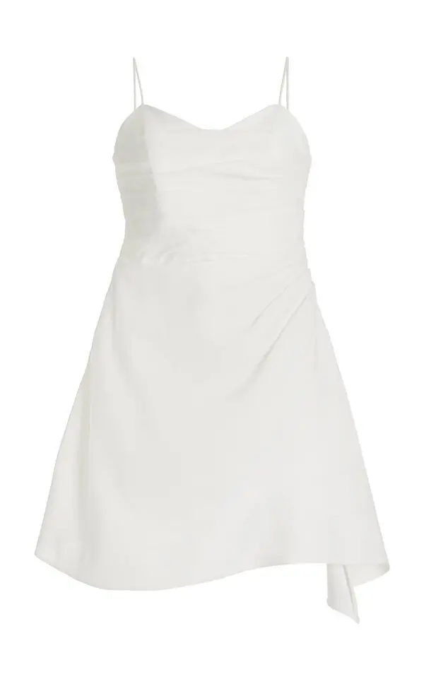 Aje Clarice Draped Linen-Blend Mini Dress In Off-White - 70% Off |  Editorialist