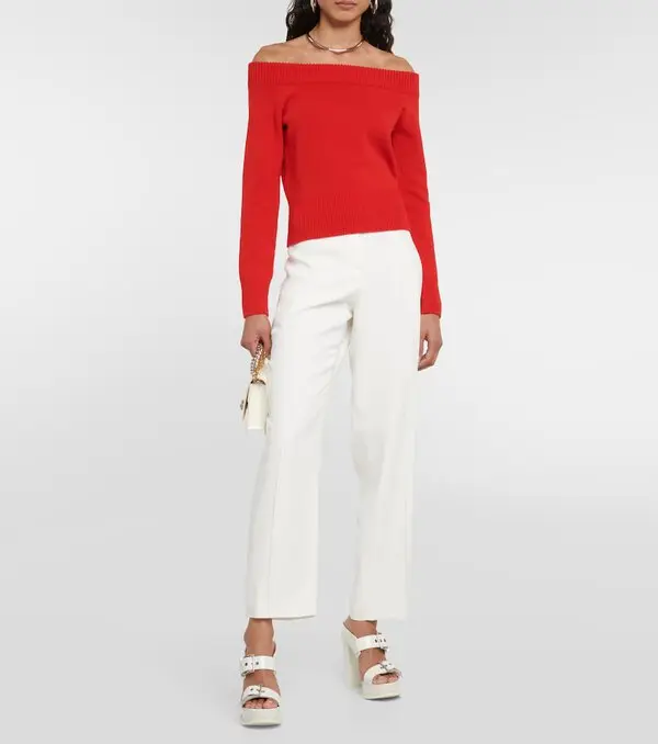 Alexander McQueen Mid-rise Slim Crêpe Pants - White