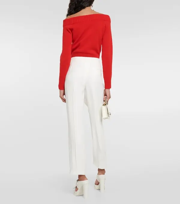 Alexander McQueen Mid-rise Slim Crêpe Pants - White