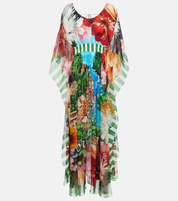 Dolce & Gabbana Portofino Printed Silk Chiffon Gown - Multicoloured
