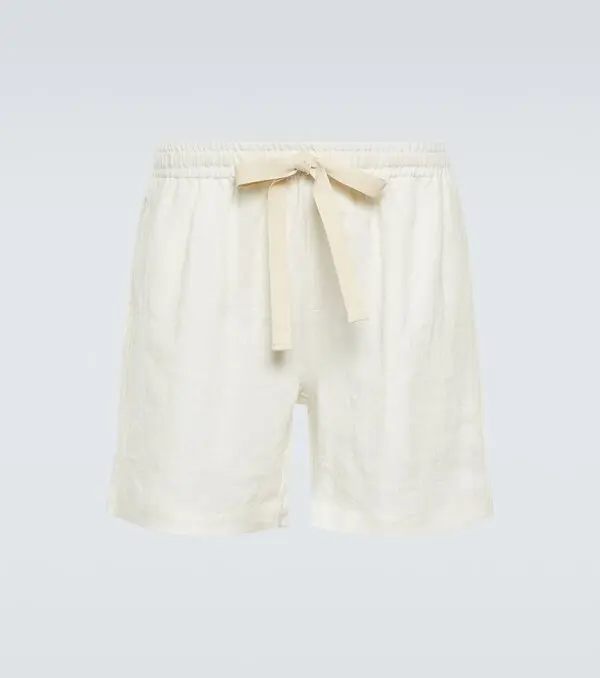 Commas Linen Shorts - White
