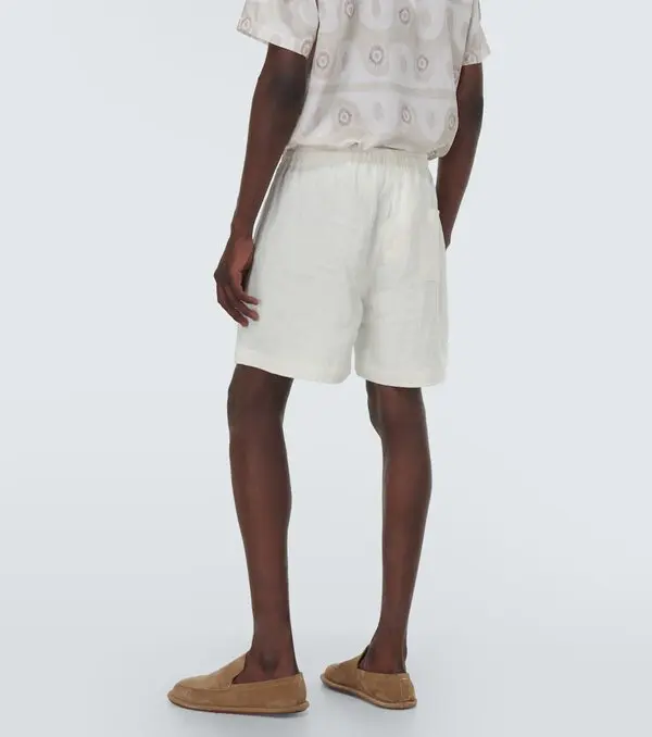 Commas Linen Shorts - White