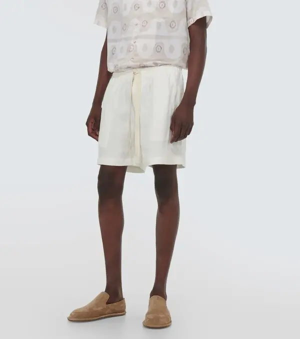 Commas Linen Shorts - White