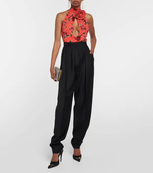 Magda Butrym Floral Appliqué Cutout Halterneck Top