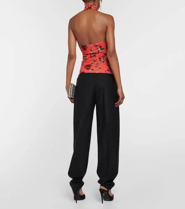 Magda Butrym Floral Appliqué Cutout Halterneck Top