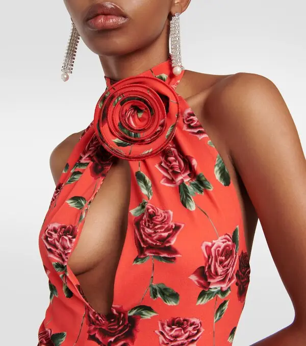 Magda Butrym Floral Appliqué Cutout Halterneck Top