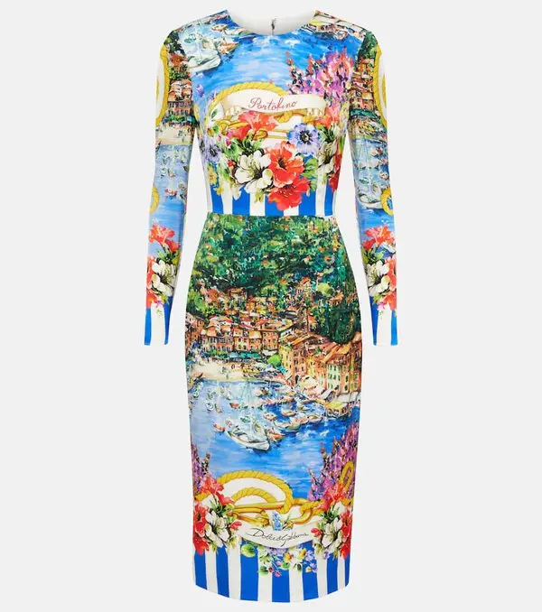 Dolce Gabbana Portofino Printed Silk-Blend Midi Dress In