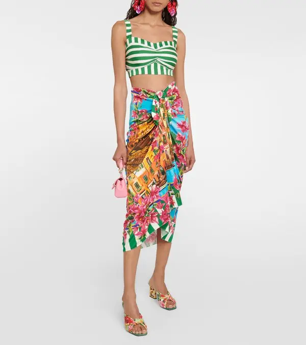 Dolce & Gabbana Portofino Silk Midi Skirt