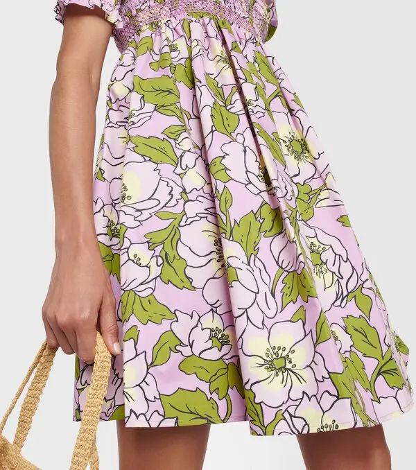 tory burch floral smocked midi dress Tory Burch Printed Smocked Midi Dress