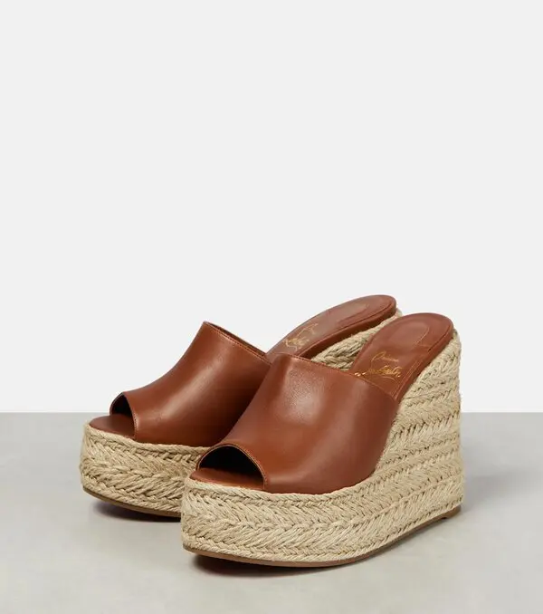 CHRISTIAN LOUBOUTIN Ariella Zeppa Espadrille Wedges - Brown