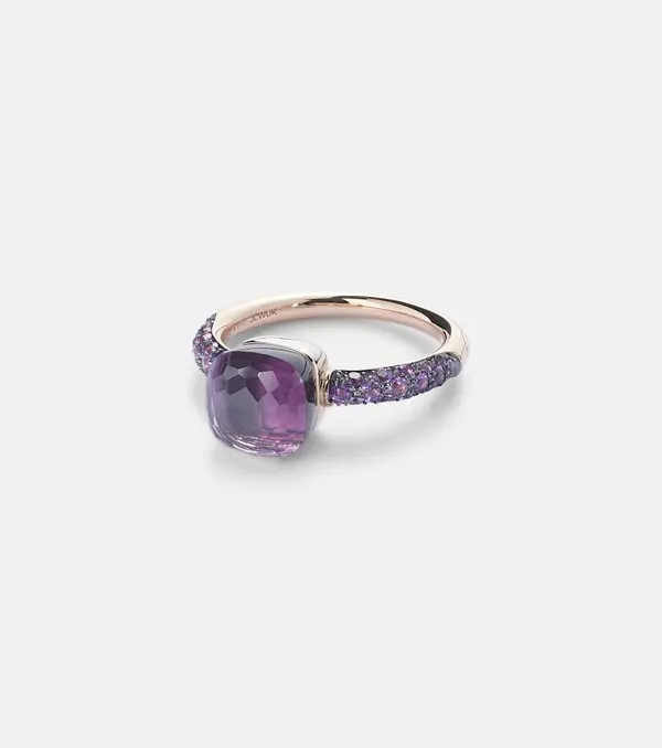 Pomellato Nudo Petit Rose And White Gold Ring With Amethyst And Jade - Purple