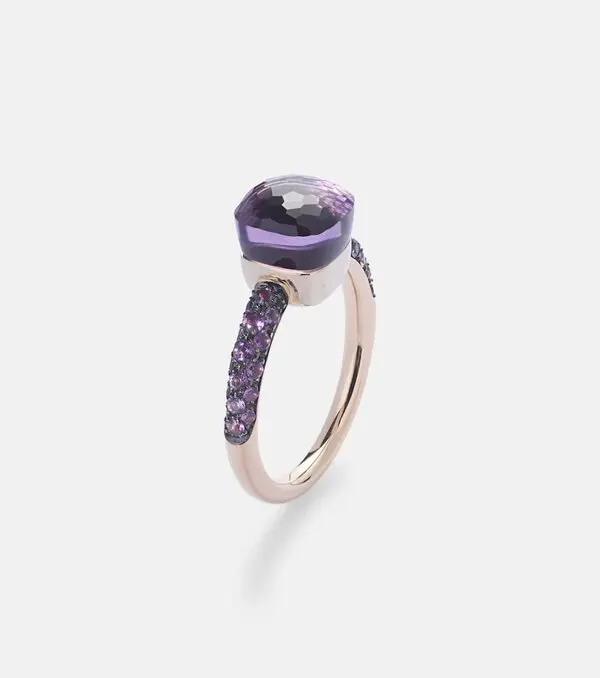 Pomellato Nudo Petit Rose And White Gold Ring With Amethyst And Jade - Purple