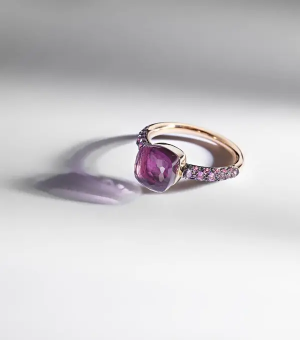 Pomellato Nudo Petit Rose And White Gold Ring With Amethyst And Jade - Purple