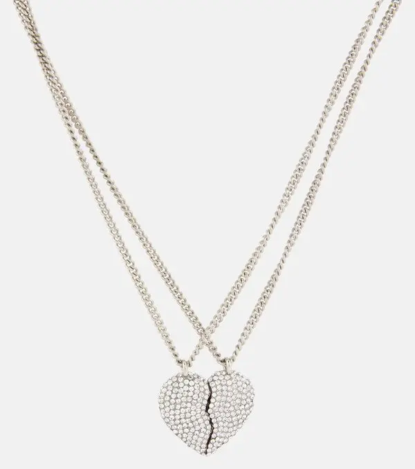 Balenciaga Lovelock Embellished Necklace - Silver