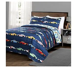 LUSH DECOR Race Cars Quilt 2pc Set Twin - One-color