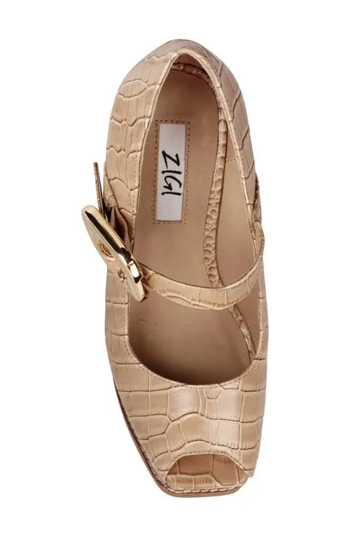 ZIGI Philipah Peep Toe Platform Wedge Sandal - Nude Croc