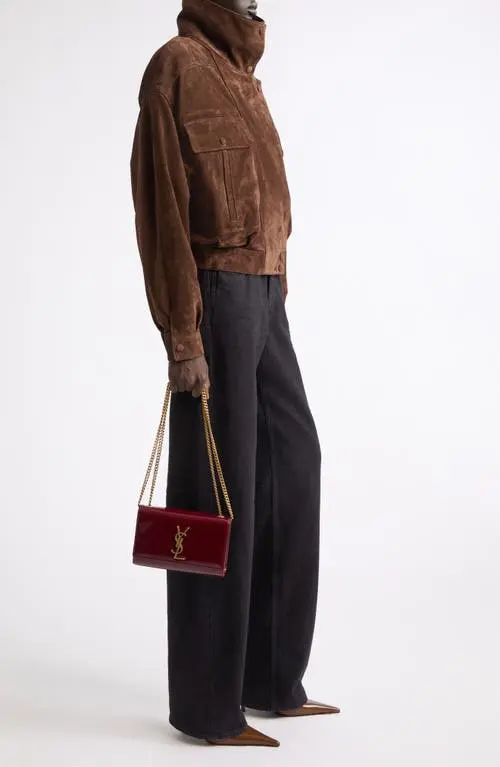 Saint Laurent Small Kate Patent Leather Shoulder Bag - Grenade