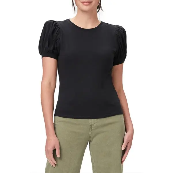 Paige Matcha Puff Sleeve T-shirt - Black