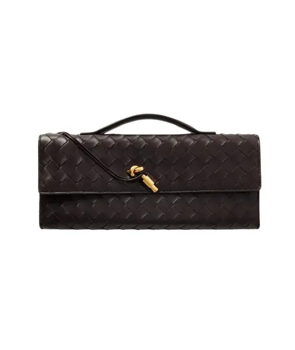 Bottega Veneta Long Andiamo Intrecciato Leather Clutch - Brown