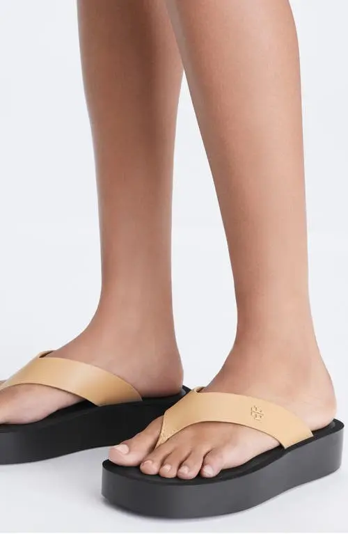 Tory Burch Platform Flip Flop - Ginger Shortbread/black
