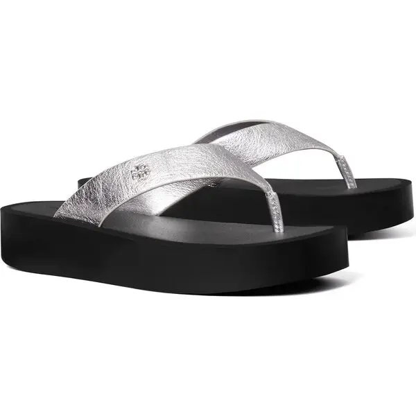 Tory Burch Platform Flip Flop - Silver/perfect Black/silver