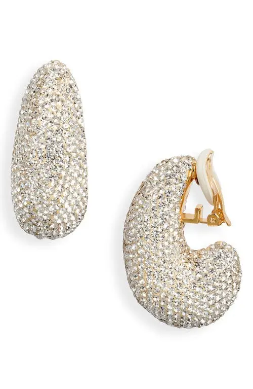 Lele Sadoughi Pavé Dome Clip-on Hoop Earrings - Crystal