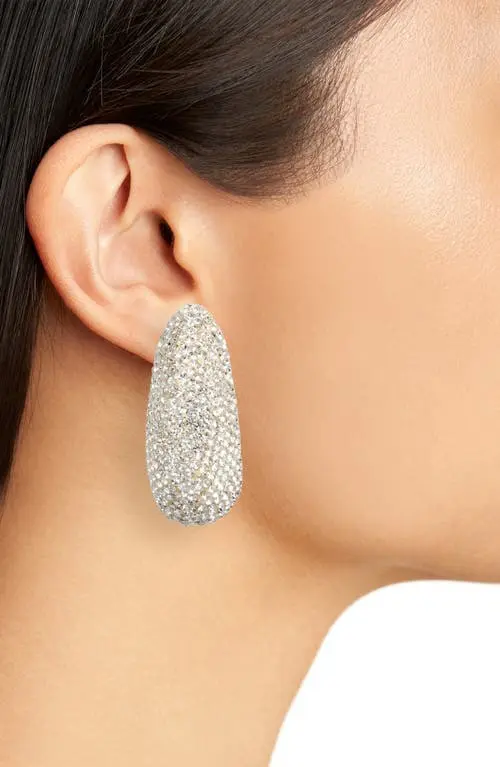 Lele Sadoughi Pavé Dome Clip-on Hoop Earrings