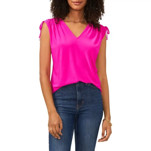 Vince Camuto Smocked Sleeveless Blouse