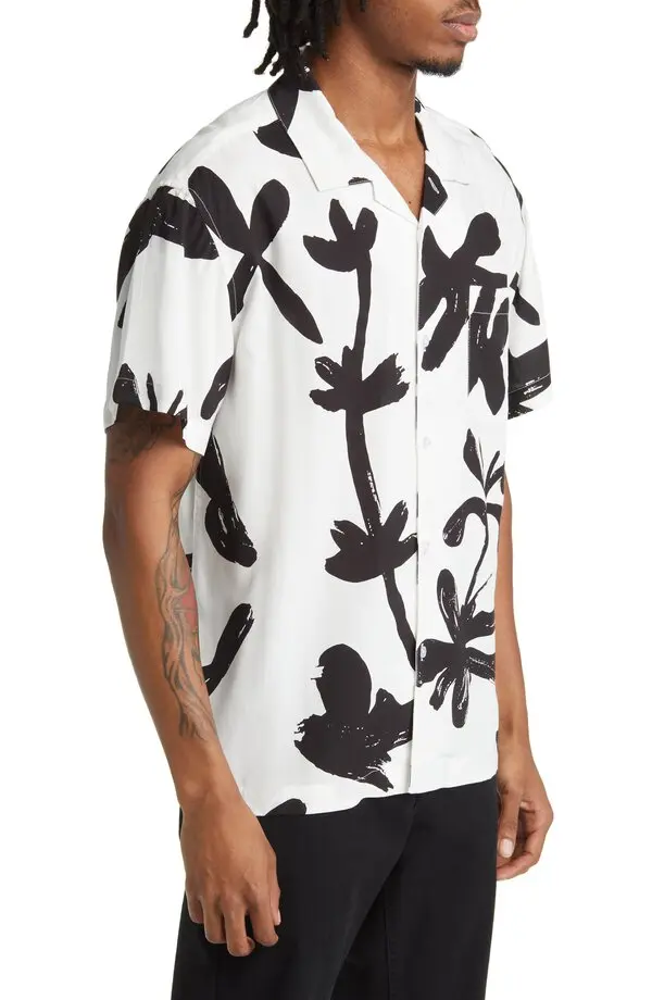 Obey Abstract Print Short Sleeve Button-up Shirt