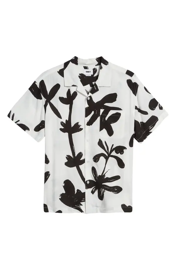 Obey Abstract Print Short Sleeve Button-up Shirt