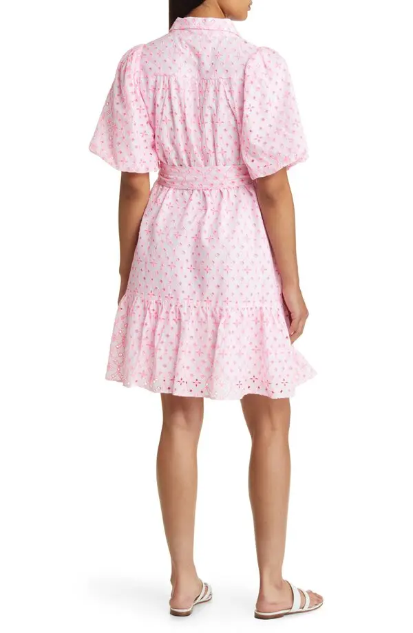 Lilly Pulitzer Lilly Pulitzer Cartley Eyelet Print Tie Waist Dress In Pink/White  - 50% Off | Editorialist