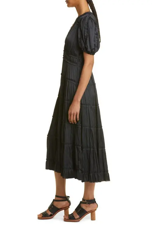Ulla Johnson Olivia Pleated Tiered Dress