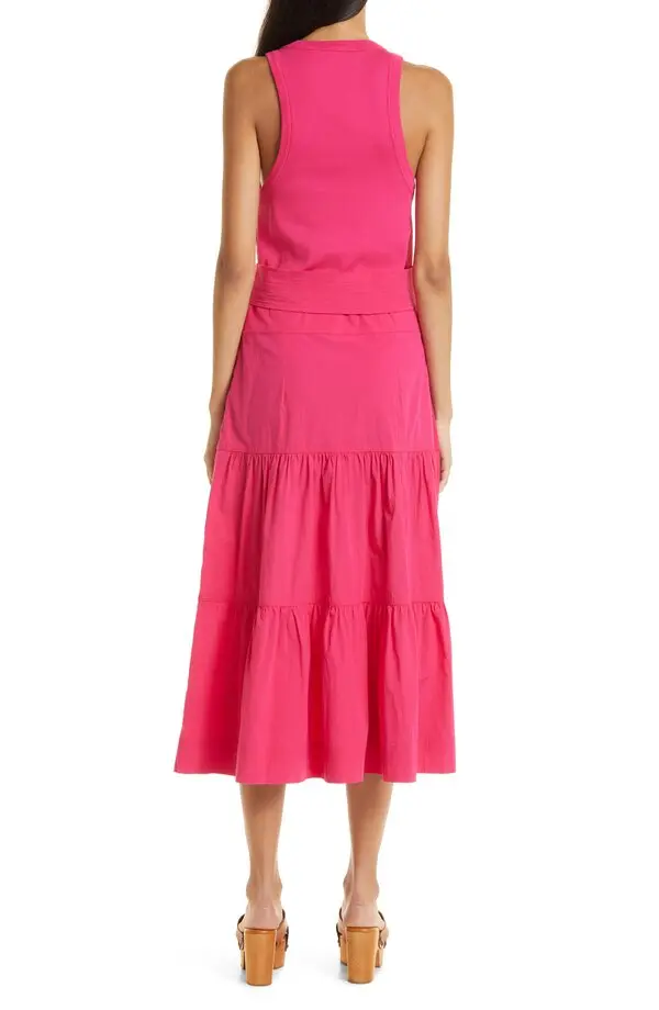 Veronica Beard Austyn Mixed Media Stretch Cotton Dress