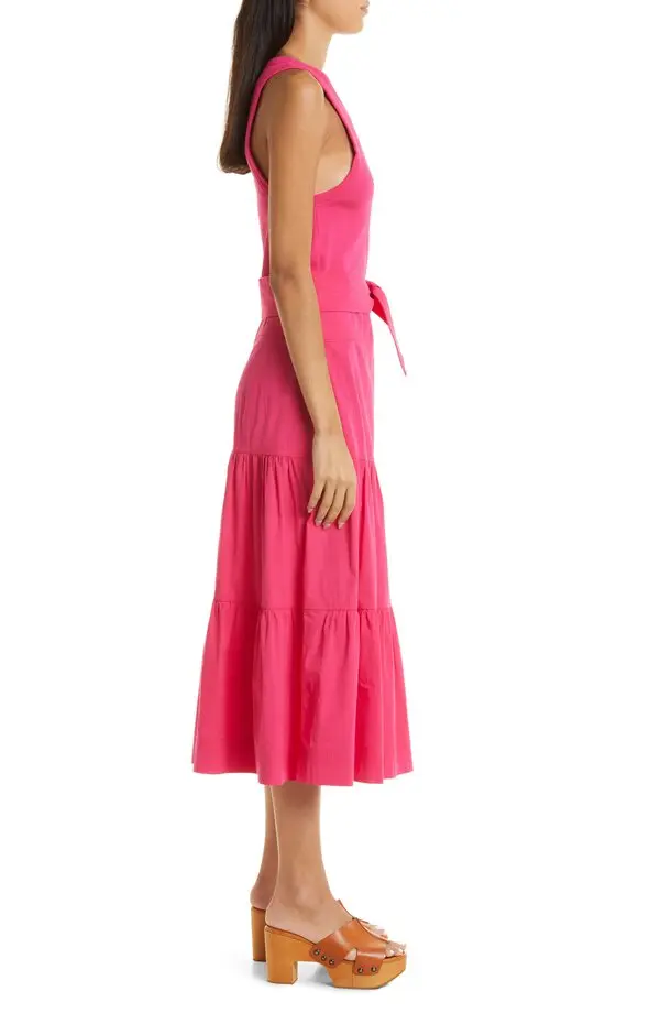Veronica Beard Austyn Mixed Media Stretch Cotton Dress