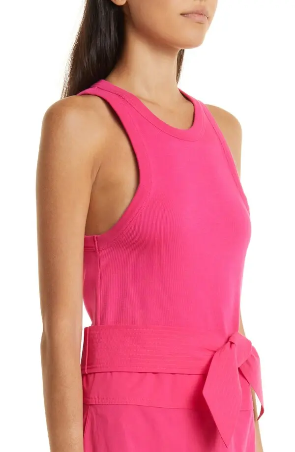 Veronica Beard Austyn Mixed Media Stretch Cotton Dress