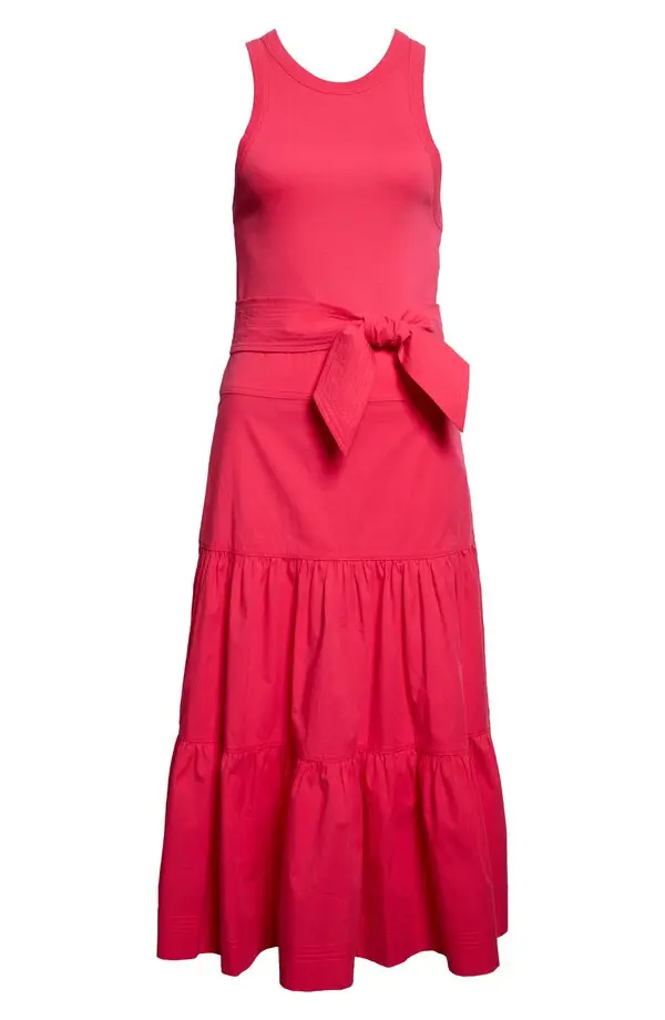 Veronica Beard Austyn Mixed Media Stretch Cotton Dress