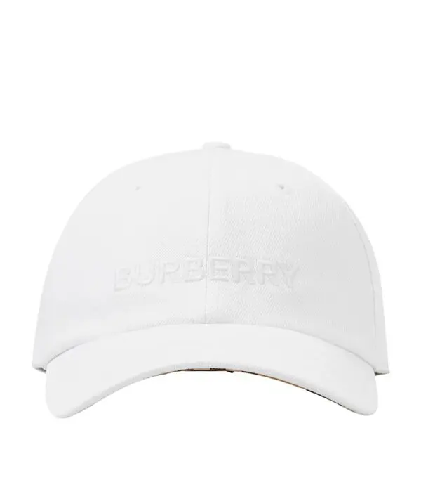 Burberry Cotton Logo-Embroidered Baseball Cap - White | Editorialist
