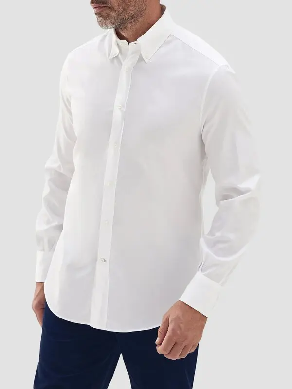 Brunello Cucinelli Twill Basic Fit Shirt With Button-down Collar