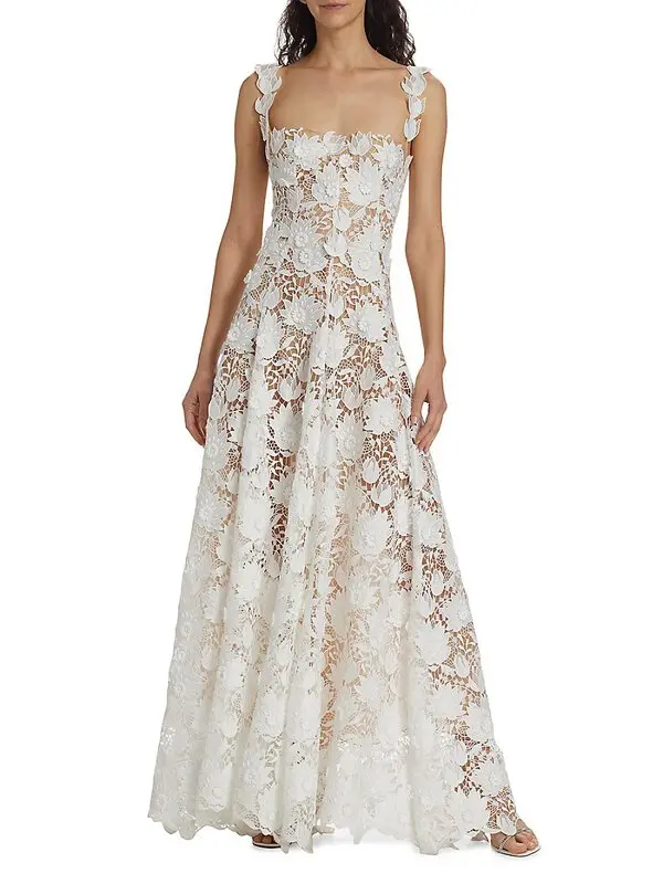 chinese dress ladies Oscar de la Renta Floral Guipure Lace Dress  Runway Catalog