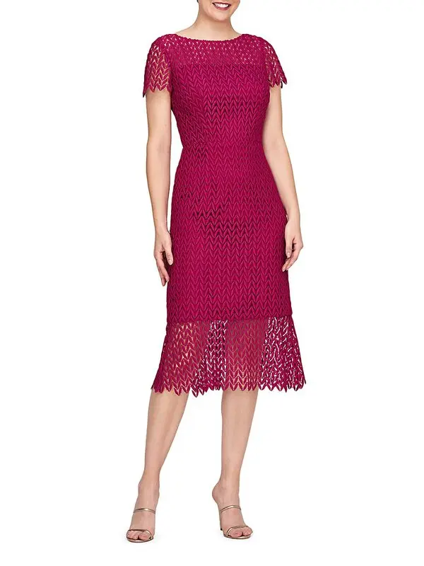 Kay Unger Tatum Lace Sheath Dress In Sangria - 30% Off | Editorialist
