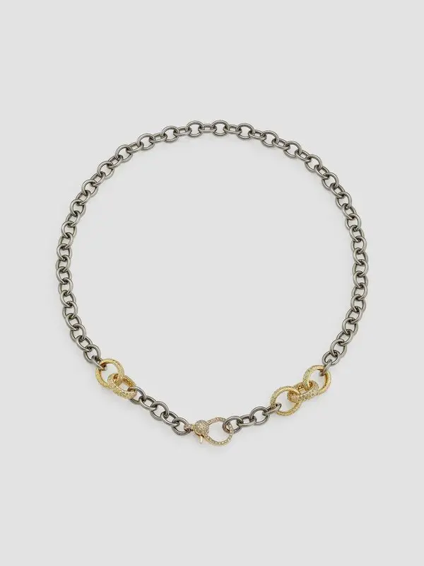 Nina Gilin Black-rhodium-plated Silver, 14k Yellow Gold & 3.16 Tcw Diamond Chain Necklace - Grey